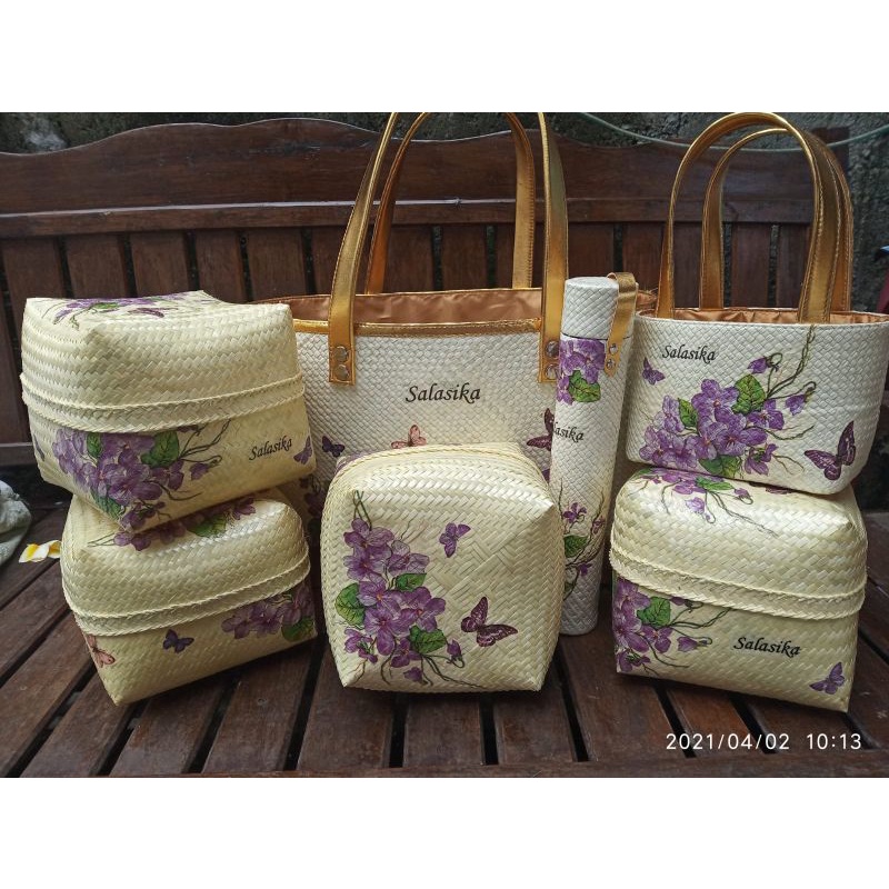 Jual Tas 4 keben bambu kulit lengkap dengan tas dupa dan tas bunga ...