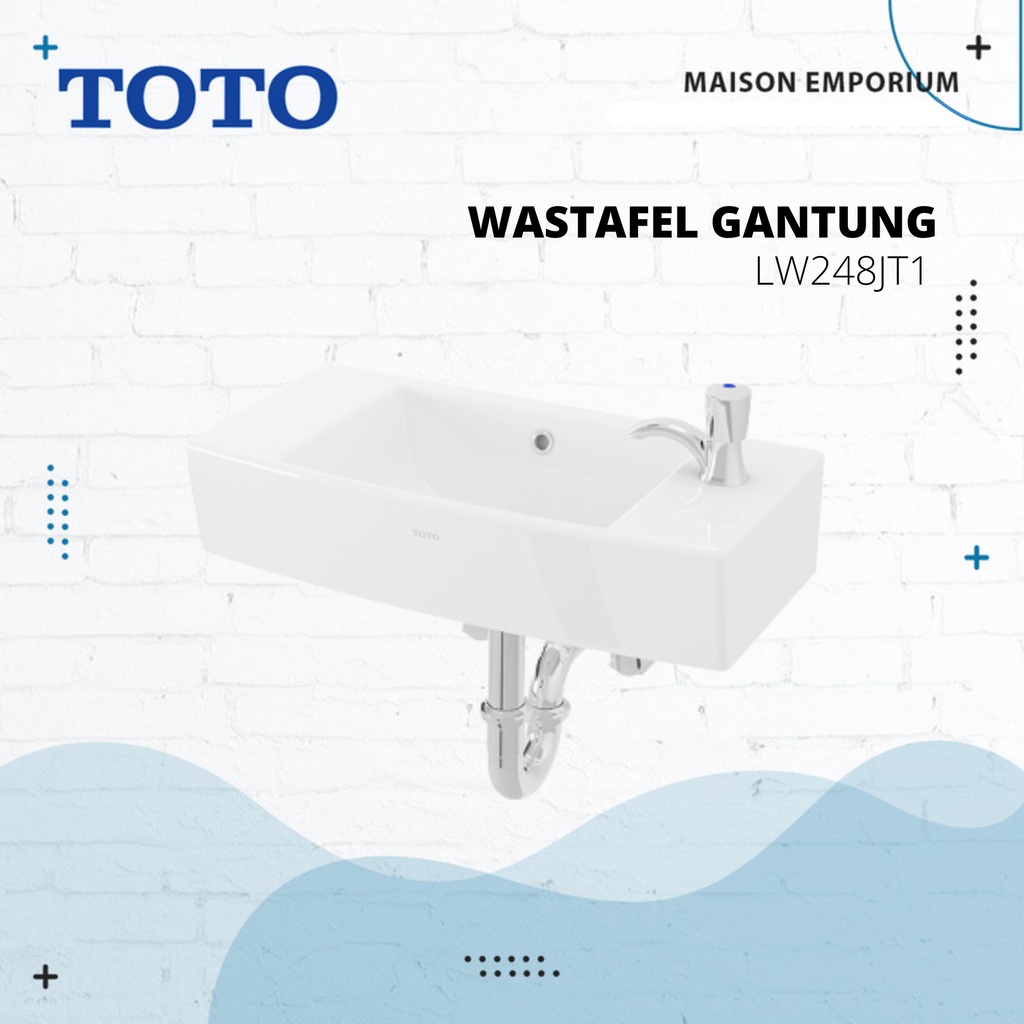 Jual Wastafel TOTO Original LW248JT1 / Wastafel Gantung Body Only 248 / Wall Hung Lavatory 1 Tap ...