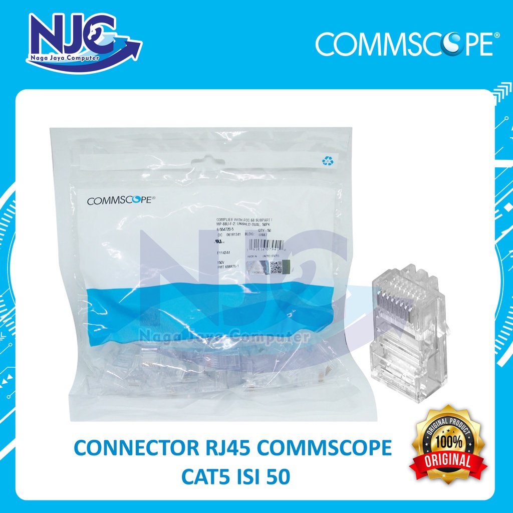 Jual CONNECTOR RJ45 CAT 5 AMP COMMSCOPE (PER PACK) | Shopee Indonesia