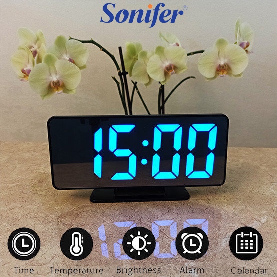 Jual Sonifer Jam Alarm Digital Jam Meja LED Biru Alarm Clock | Shopee ...