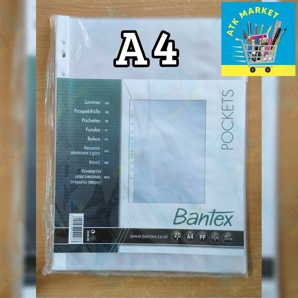 Jual BANTEX POCKET Clear A4/ Dokumen Keeper / Sheet Protector #2040 8040 (20 lembar) | Shopee ...