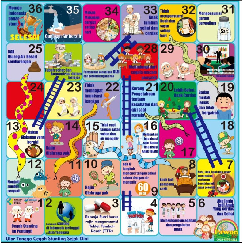 Jual Ular Tangga Raksasa Stunting 2x2 Meter Karpet Bermain Plexy China ...