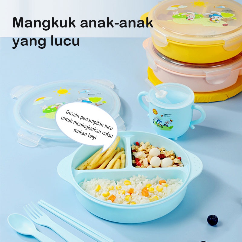 Jual Kotak Makan Siang Jerami Gandum Piring Kompartemen Kantin Siswa Anak-anak Tahan Jatuh Yang ...