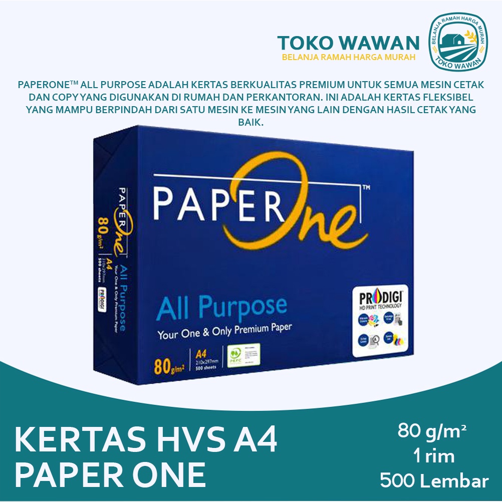Jual Kertas HVS PAPERONE A4 80 Gram Office Paper Print 1 Rim 500 Lembar ...
