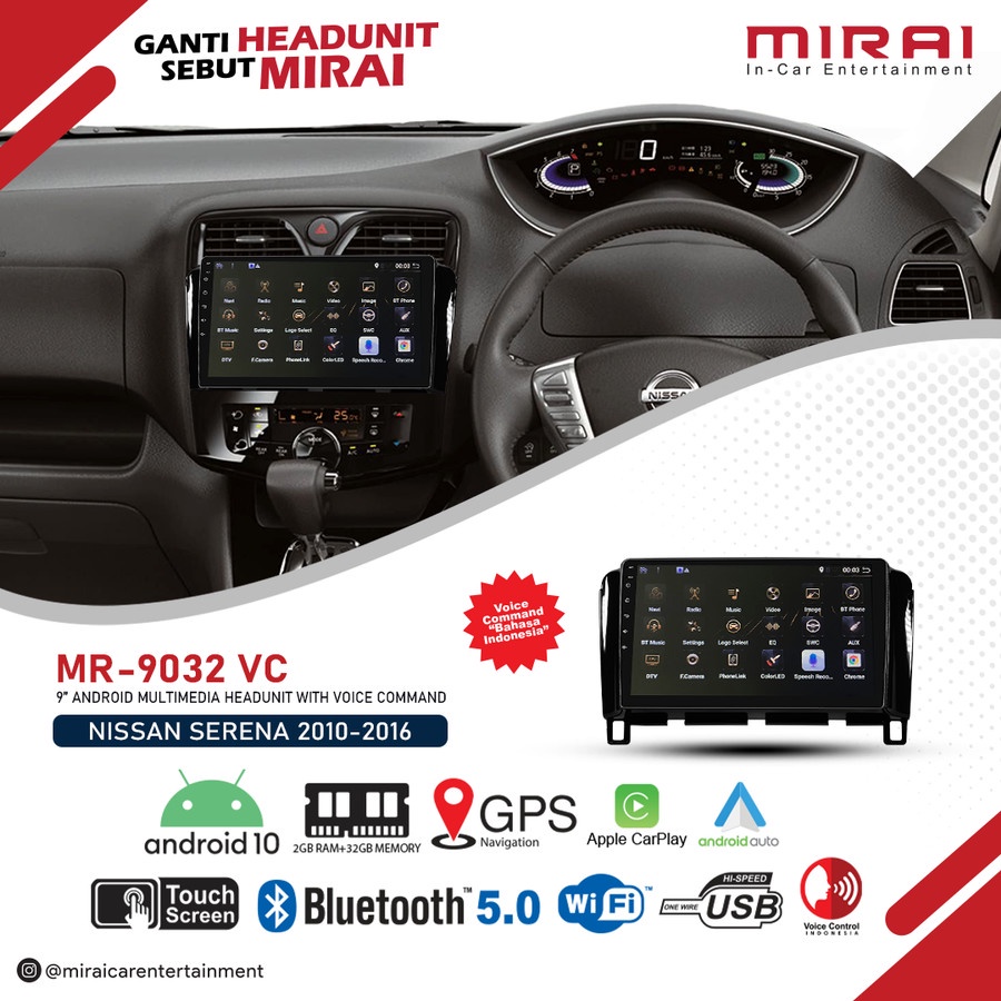 Jual Headunit Android Carplay Serena C26 2013-2016 Mirai MR 9032VC 2/32GB 9 Inch RESMI | Shopee ...