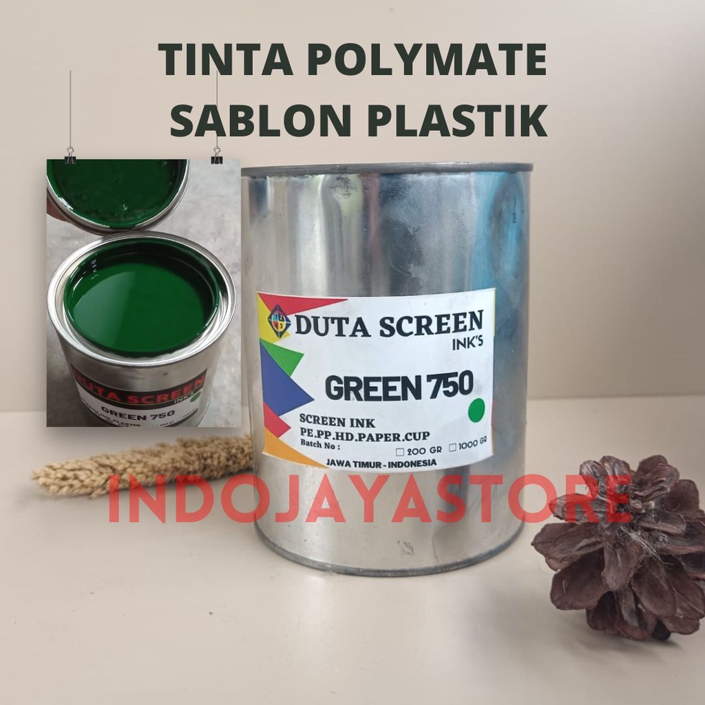 Jual TINTA SABLON PLASTIK HIJAU-GREEN750-POLYMATE-DUTA SCREEN 1KG ...