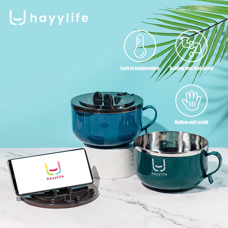 Jual HAYYLIFE Mangkok Stainless Gagang Dengan Tutup Penyaring Air dan ...