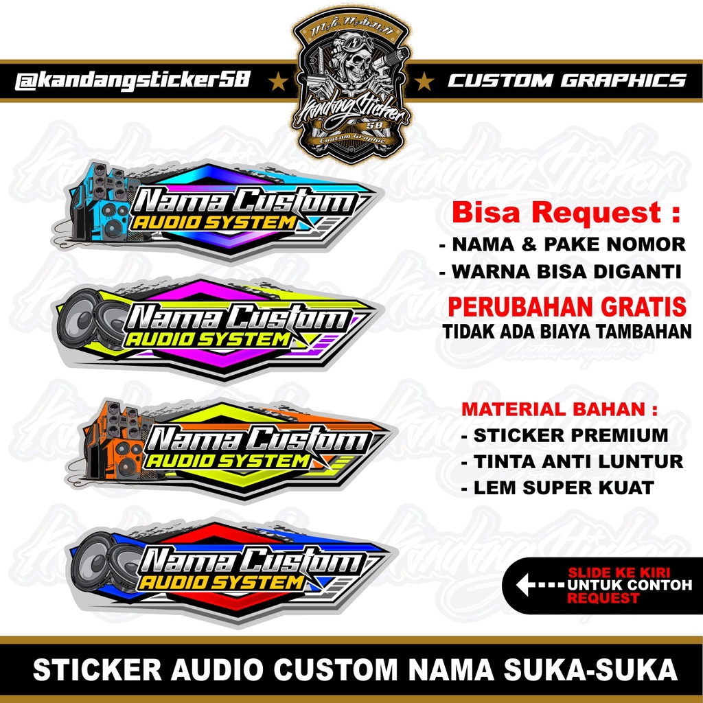 Jual Stiker AUDIO SOUND SYSTEM Custom Satuan Nama Suka Suka Sticker ...