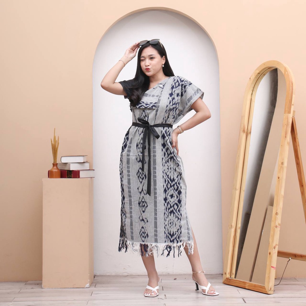 Jual DRESS AURORA TENUN IKAT ASLI SONGKET DRESS ETNIK DRESS KONDANGAN DRESS SONGKET KIMONIK ...