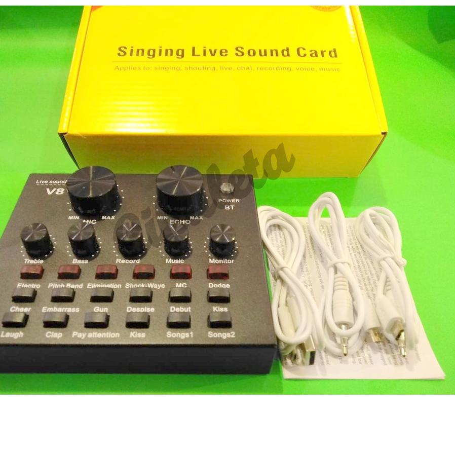 Jual 10.10 Promo Brand Sound card V8 Mixer Bluetooth SoundCard V8 Audio ...