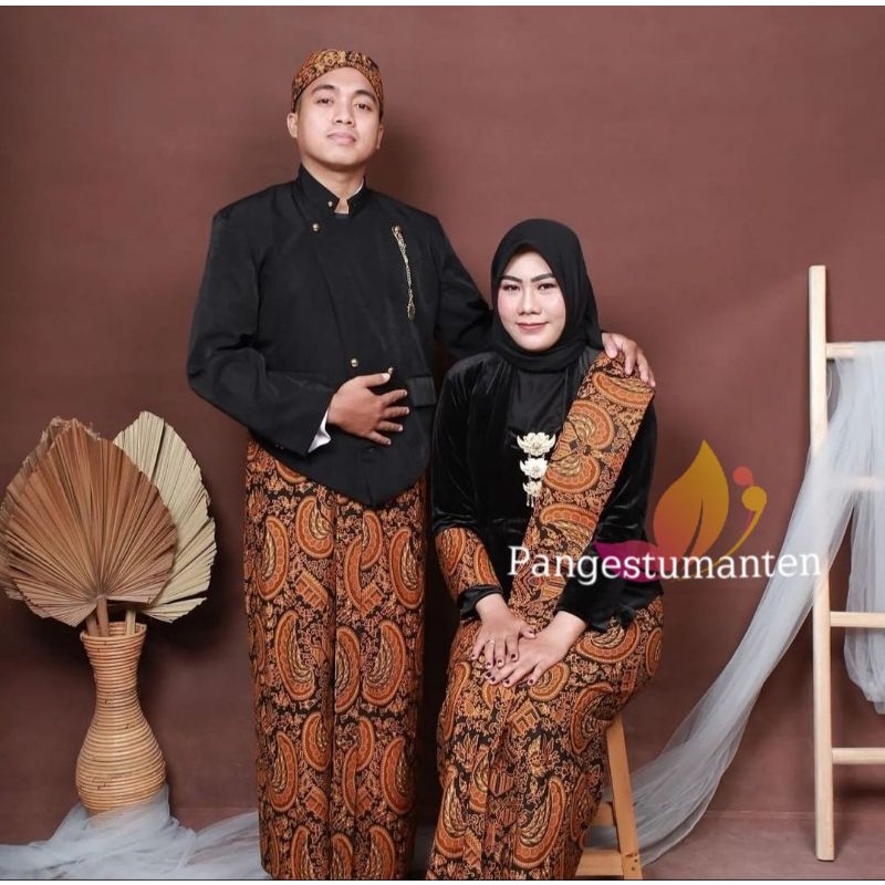Jual Set Prewedd/Couplean Adat Jawa + Slendang,Motif Jarik Semenromo ...