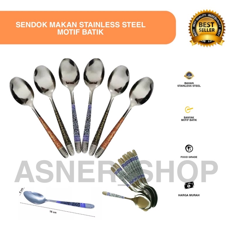 Jual Sendok Batik makan Motif Gambar Stainless steel 1 pcs lusinan ...