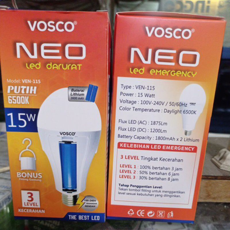 Jual Vosco Lampu Led Emergency 15w garansi | Shopee Indonesia