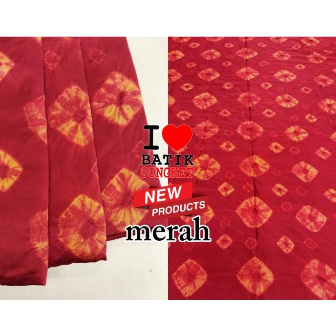 Jual BATIK SUTRA JUMPUTAN 2 METER MOTIF 16 BAHAN KAIN PALEMBANG MERAH ...
