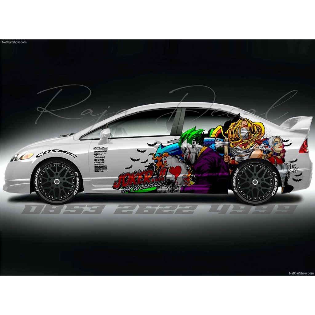 Jual Sticker Decal Striping Mobil Honda Civic Custom Desain Joker ...