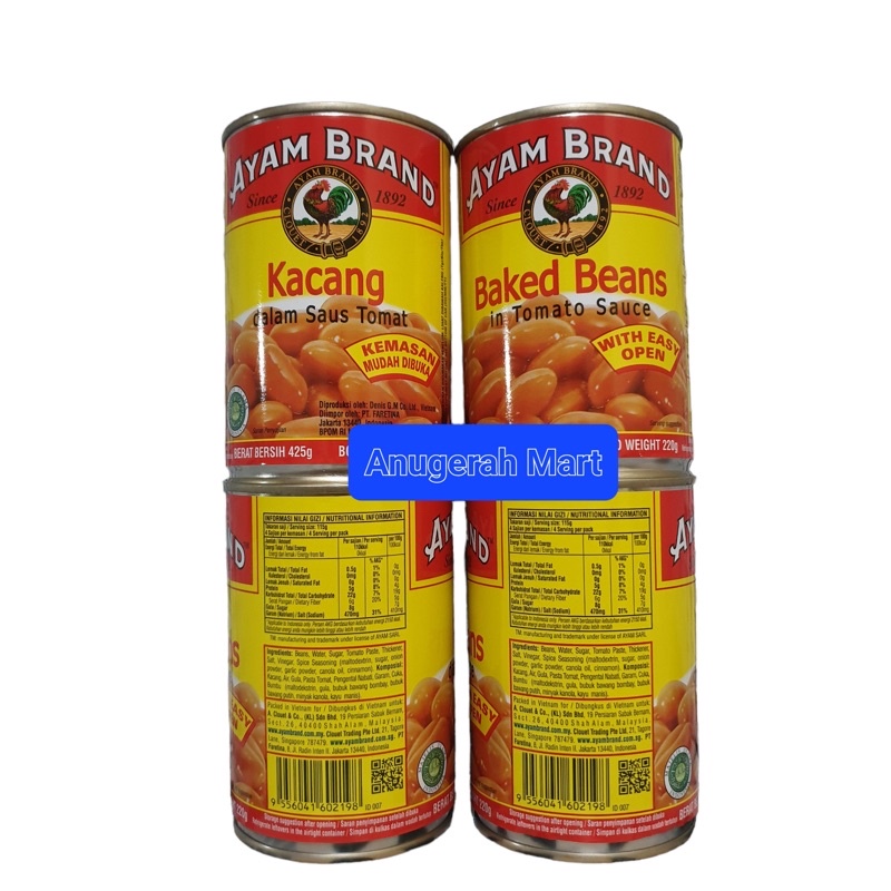 Jual Baked Beans / Kacang Panggang Dalam Kaleng Ayam Brand 425gr ...
