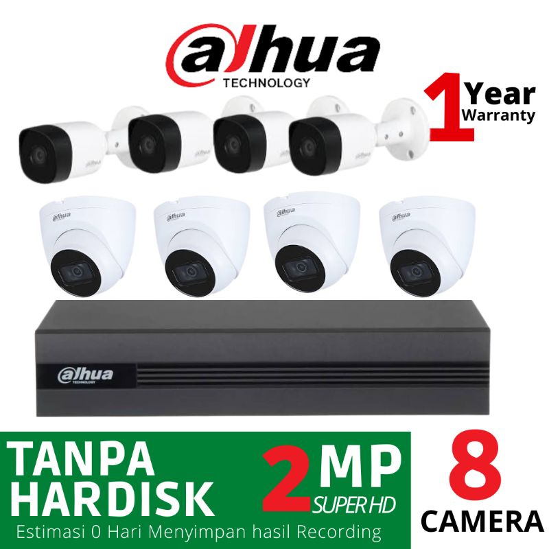 Jual PAKET CCTV DAHUA 2MP 8 CAMERA 8 CHANNEL | Shopee Indonesia