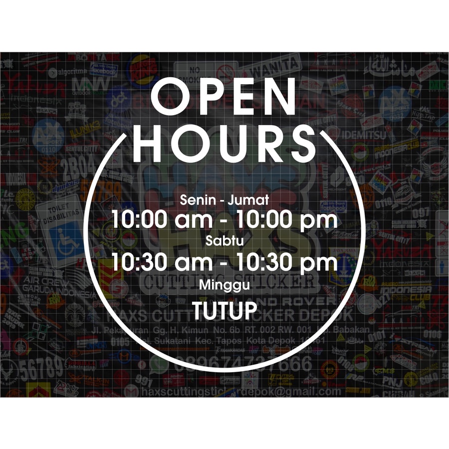 Jual Cutting Sticker Custom Jadwal Buka Tutup Toko V1 Stiker Kaca Cafe ...