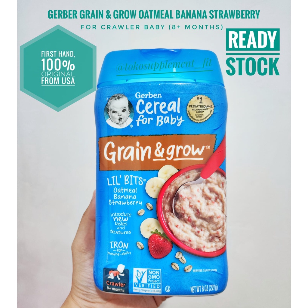 Jual Gerber Cereal For Baby, Grain & grow, Lil' bits Oatmeal Banana ...