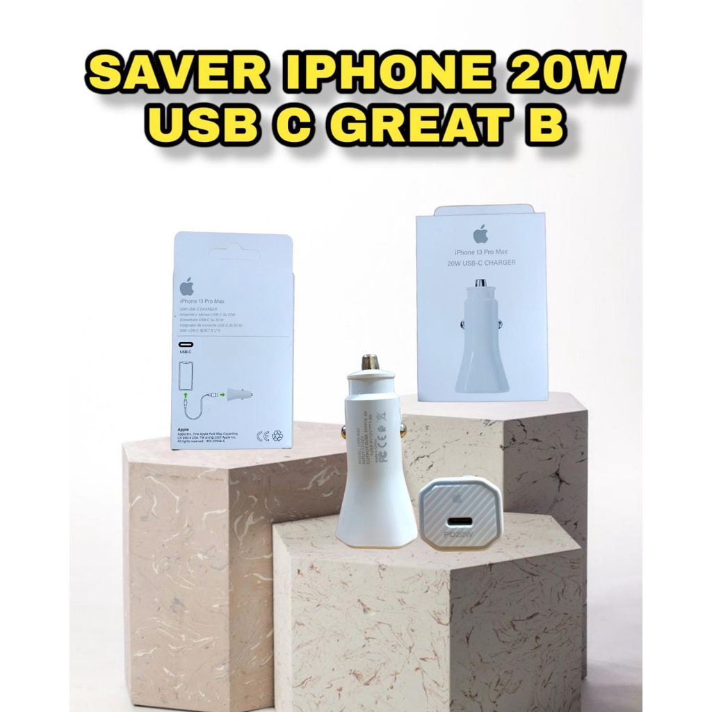 Jual CAR CHARGER 20W USB C/SAVER CHARGER GREAT B PLUS PACK/OUTPUT SAVER ...
