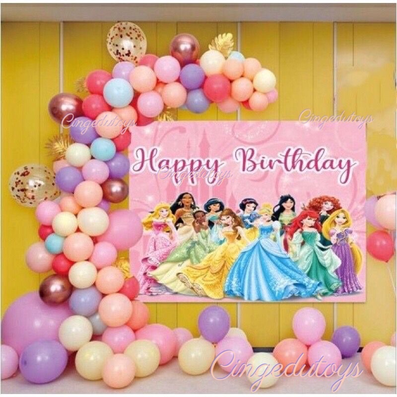 Jual Paket balon dekorasi ulang tahun set spanduk tema Princess ...