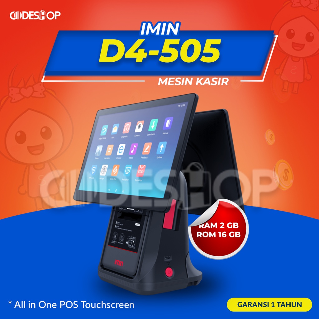 Jual Mesin Kasir POS iMiN D4-505 Android Dual Display 2 GB / 16 GB ...