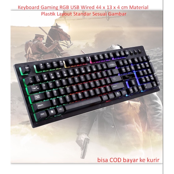 Jual Keyboard Gaming RGB USB Wired 44 x 13 x 4 cm Material Plastik ...