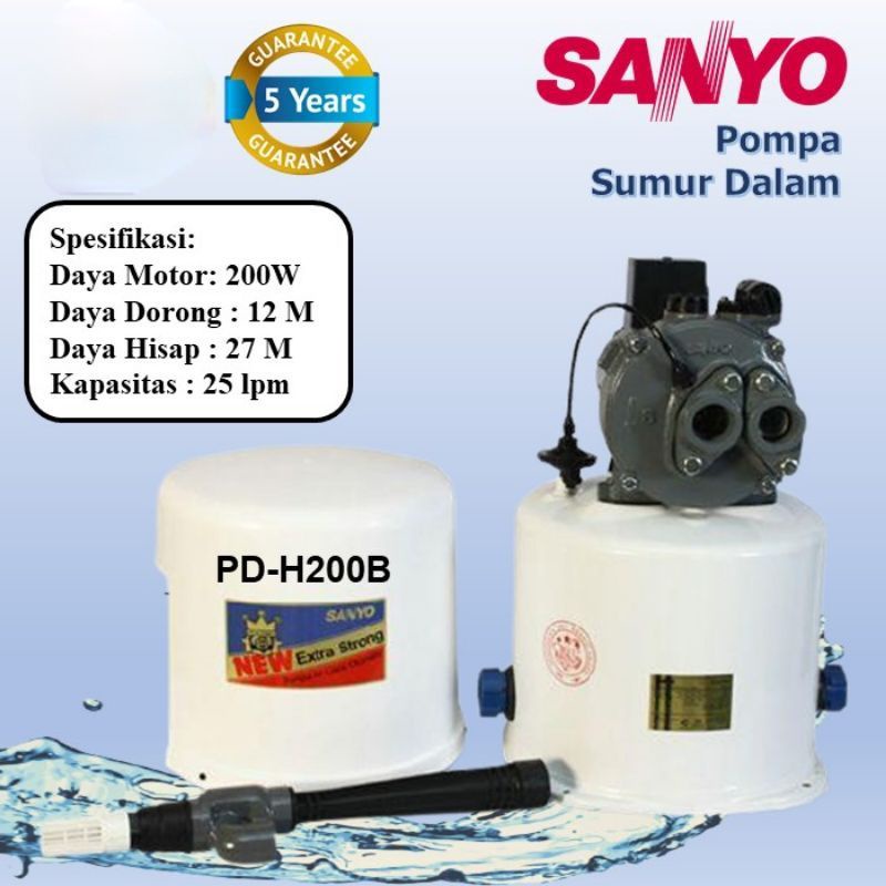 Jual SANYO POMPA AIR SUMUR DALAM OTOMATIS 200W PDH-200B | Shopee Indonesia