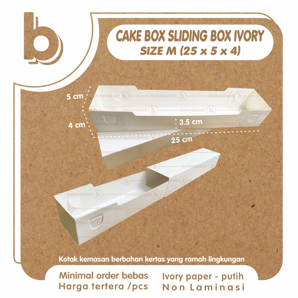 Jual Cake Box Sliding Box M Ivory Natural 25x5x4 I CBSBMIN00382 ...