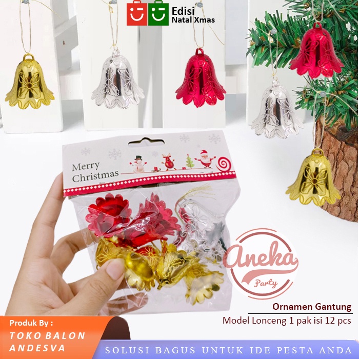 Jual Set Hiasan Pohon Natal Lonceng Isi 12 / Souvenir Dekorasi Parcel ...