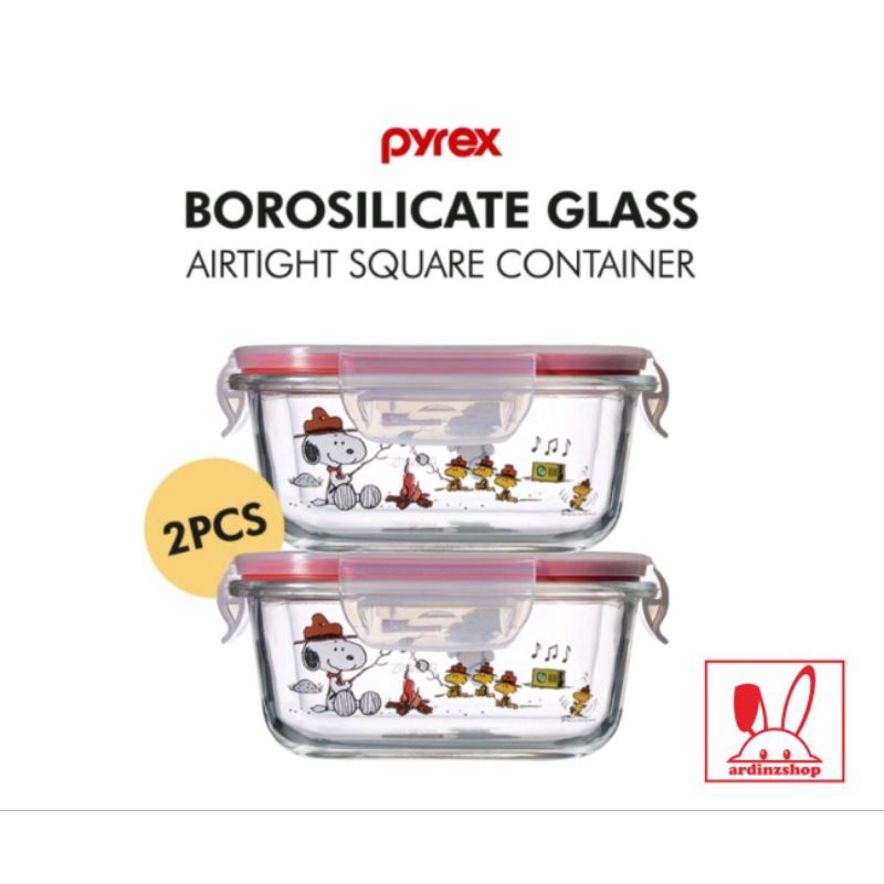 Jual PYREX Snoopy Food Container kotak makan dengan lid | Shopee Indonesia