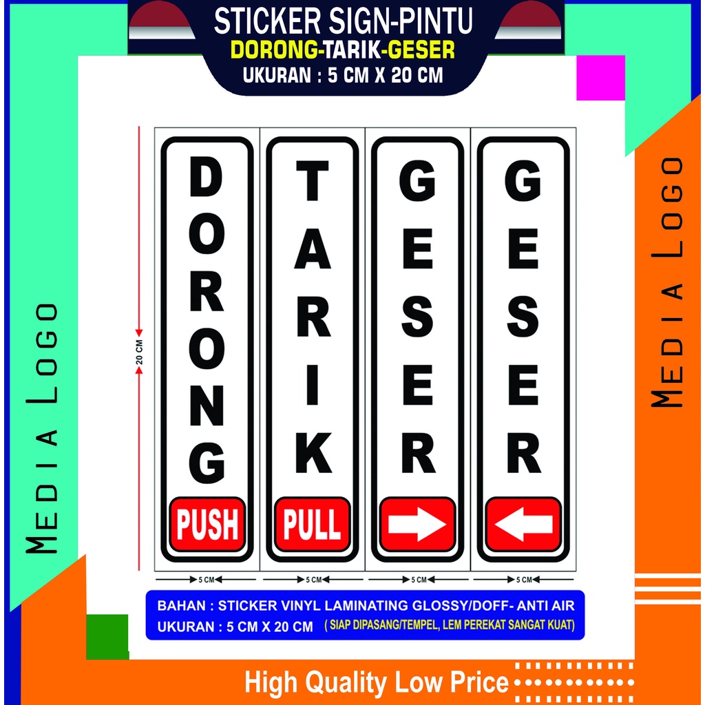 Jual STICKER SIGN-RAMBU BAHAN VINYL (GESER-TARIK-DORONG PINTU) | Shopee ...