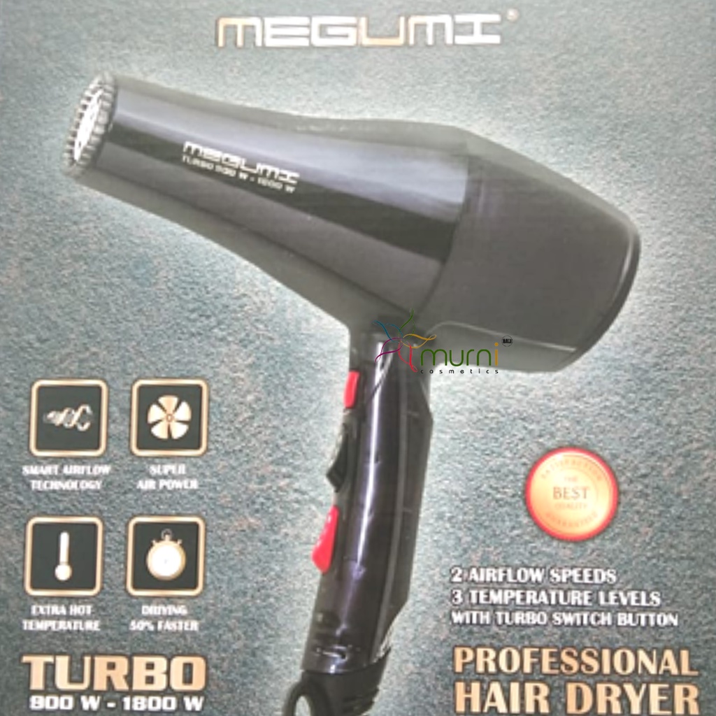 Jual MEGUMI PROFESSIONAL HAIR DRYER TURBO 900W - 1800W | Shopee Indonesia