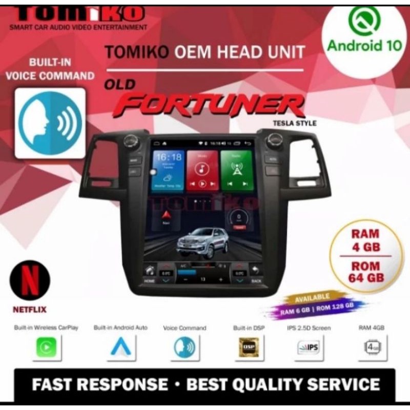 Jual HEAD UNIT TOMIKO OEM OLD FORTUNER TESLA | Shopee Indonesia