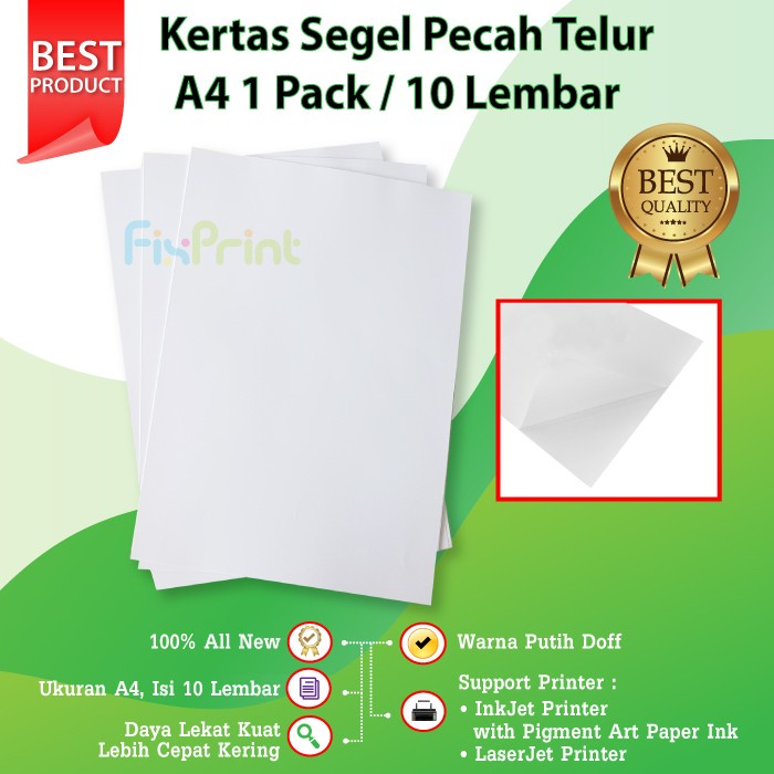 Jual Stiker Segel Pecah Telur A4 Lembaran Kertas Paper Sticker Garansi ...
