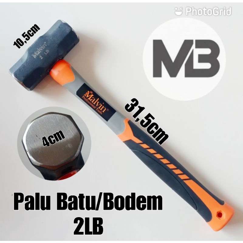 Jual Palu Batu 2 LB Gagang Karet l Palu Bodem Tembok Batu | Shopee Indonesia