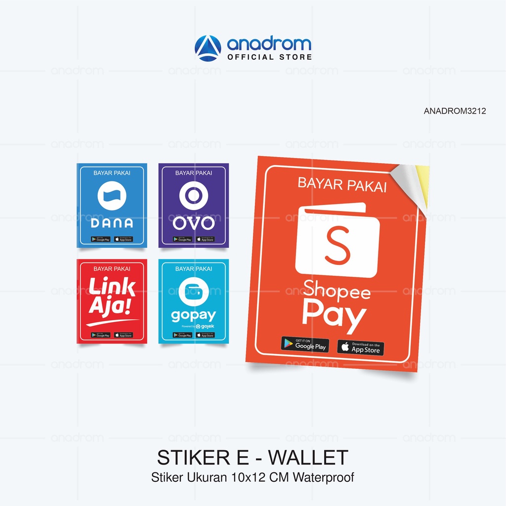 Jual Stiker E - Wallet I UV Print Size 10x12 Cm I Anadrom 3212 | Shopee ...