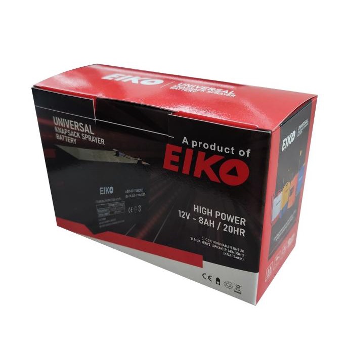Jual EIKO Battery sprayer 12V 8ah EIKO-ORIGINAL dengan Dos ori/ aki sprayer | Shopee Indonesia