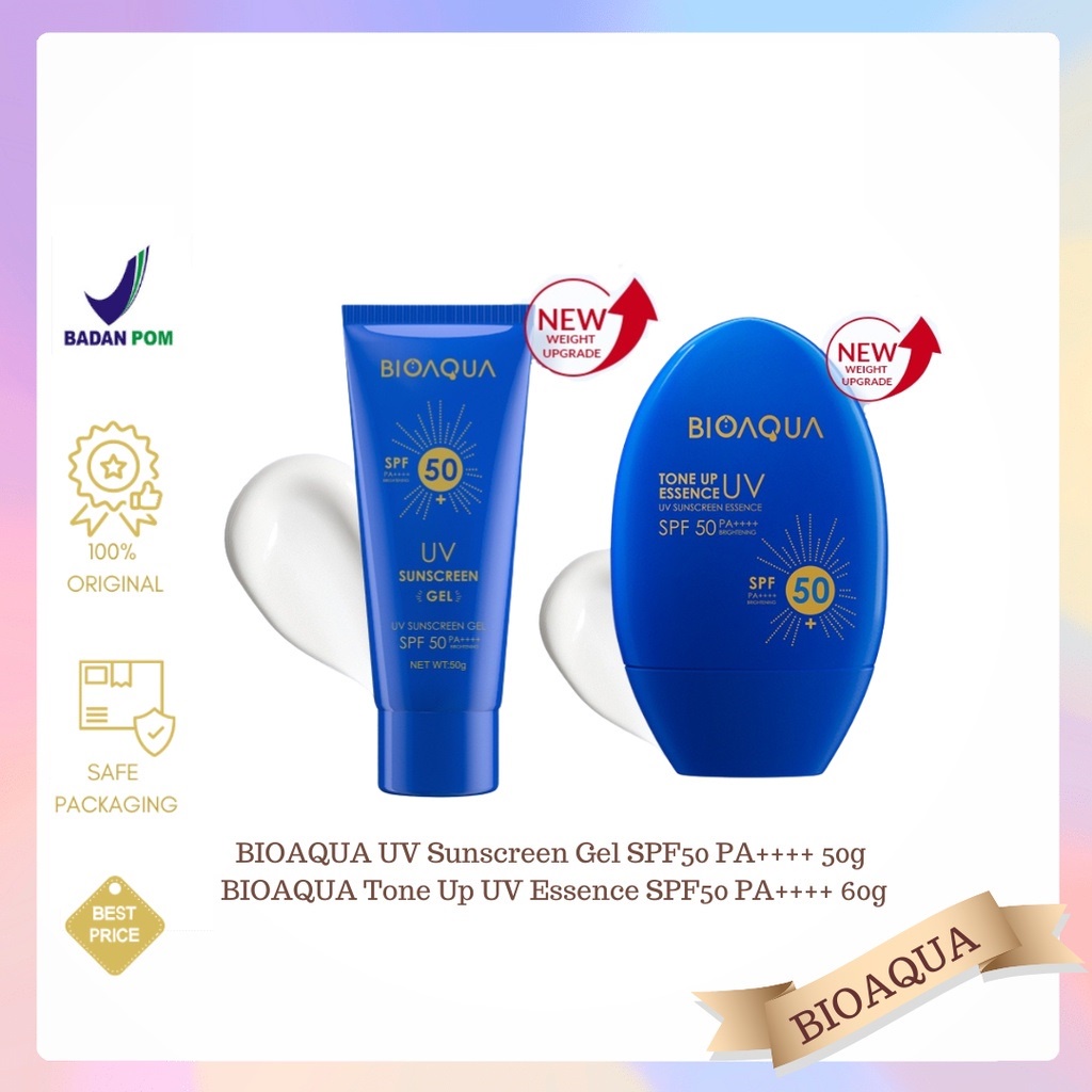 Jual BIOAQUA UV Sunscreen Gel SPF50 PA++++ 50g | BIOAQUA Tone Up UV Essence SPF50 PA++++ 60g ...