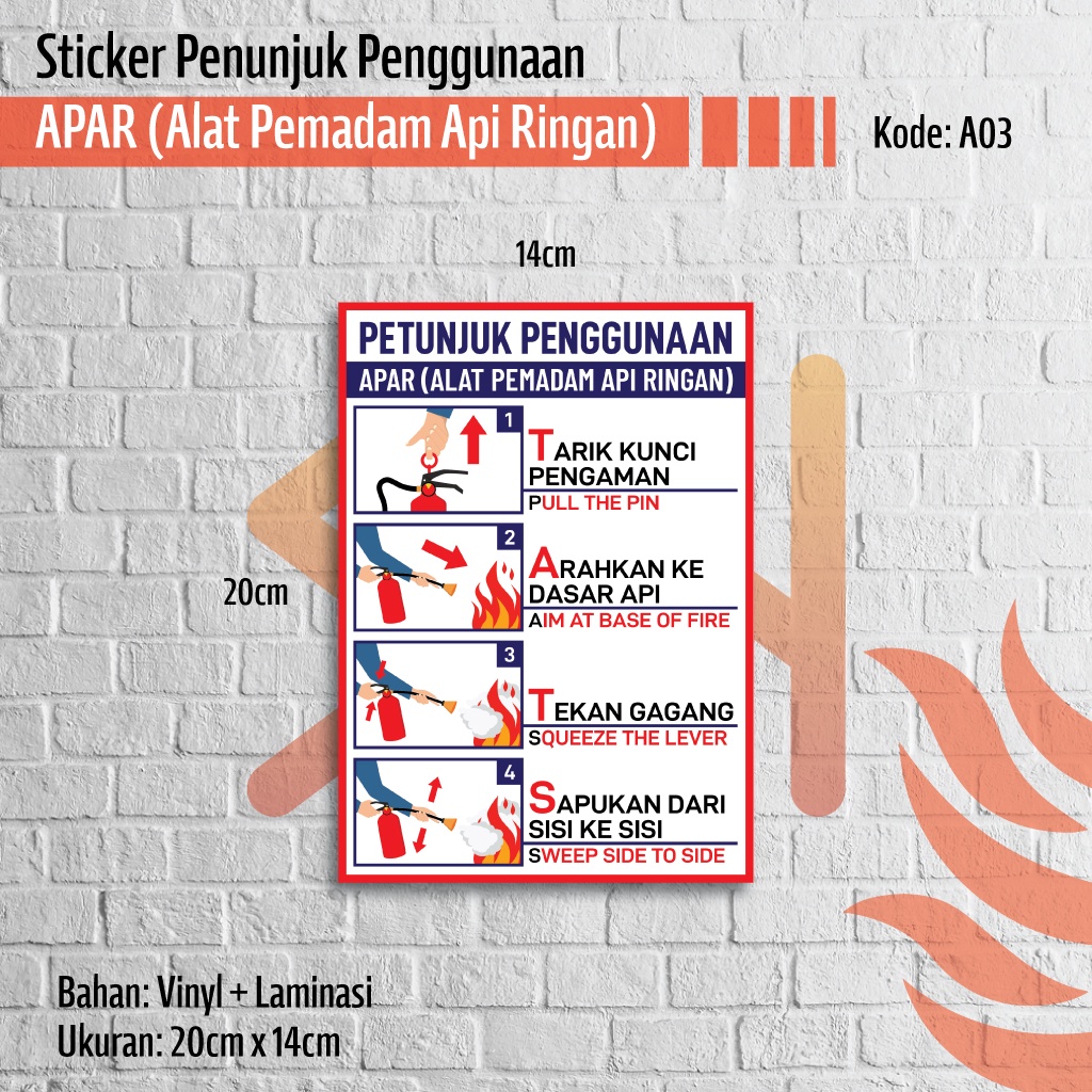 Jual Stiker Sticker Petunjuk Penggunaan APAR I CARA PASS TATS I Vinyl ...