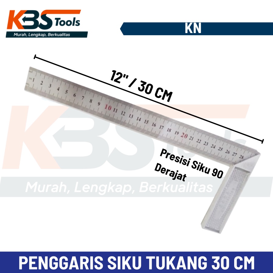 Jual Penggaris Besi Siku Tukang 12 Inch / Mistar Besi L sudut 30 cm KN ...
