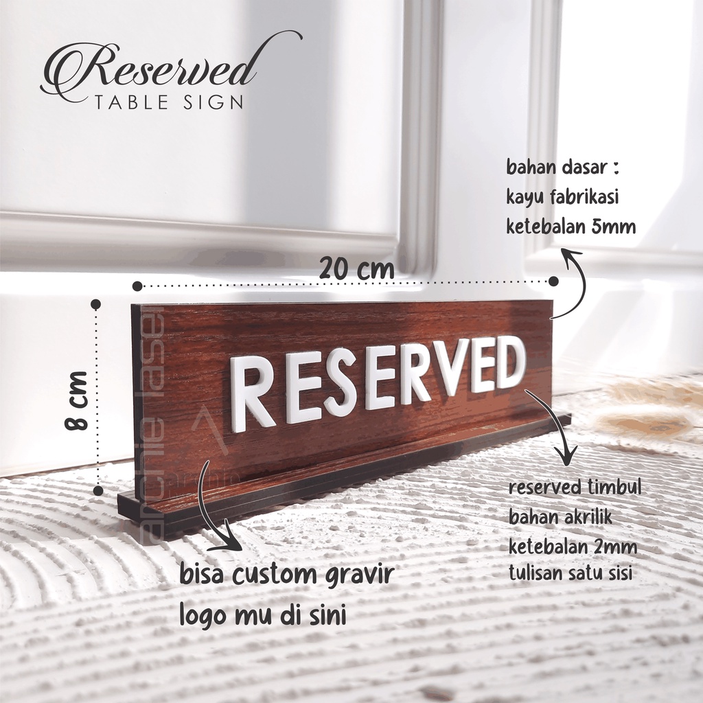 Jual Kayu Tanda Reserved / Papan Meja / Reserved Sign / Desk Sign ...