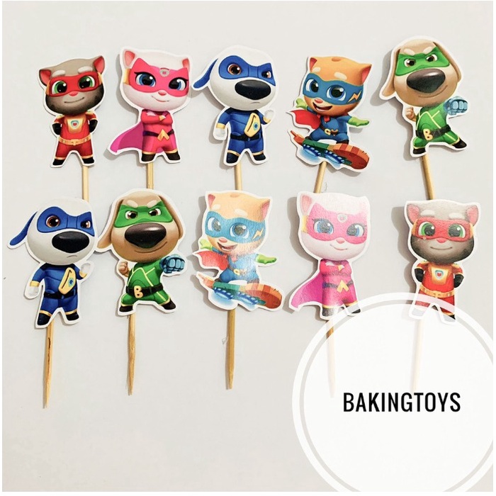 Jual Cupcake Topper Birthday Hiasan Kue Cupcake Ultah Talking Tom Chibi ...