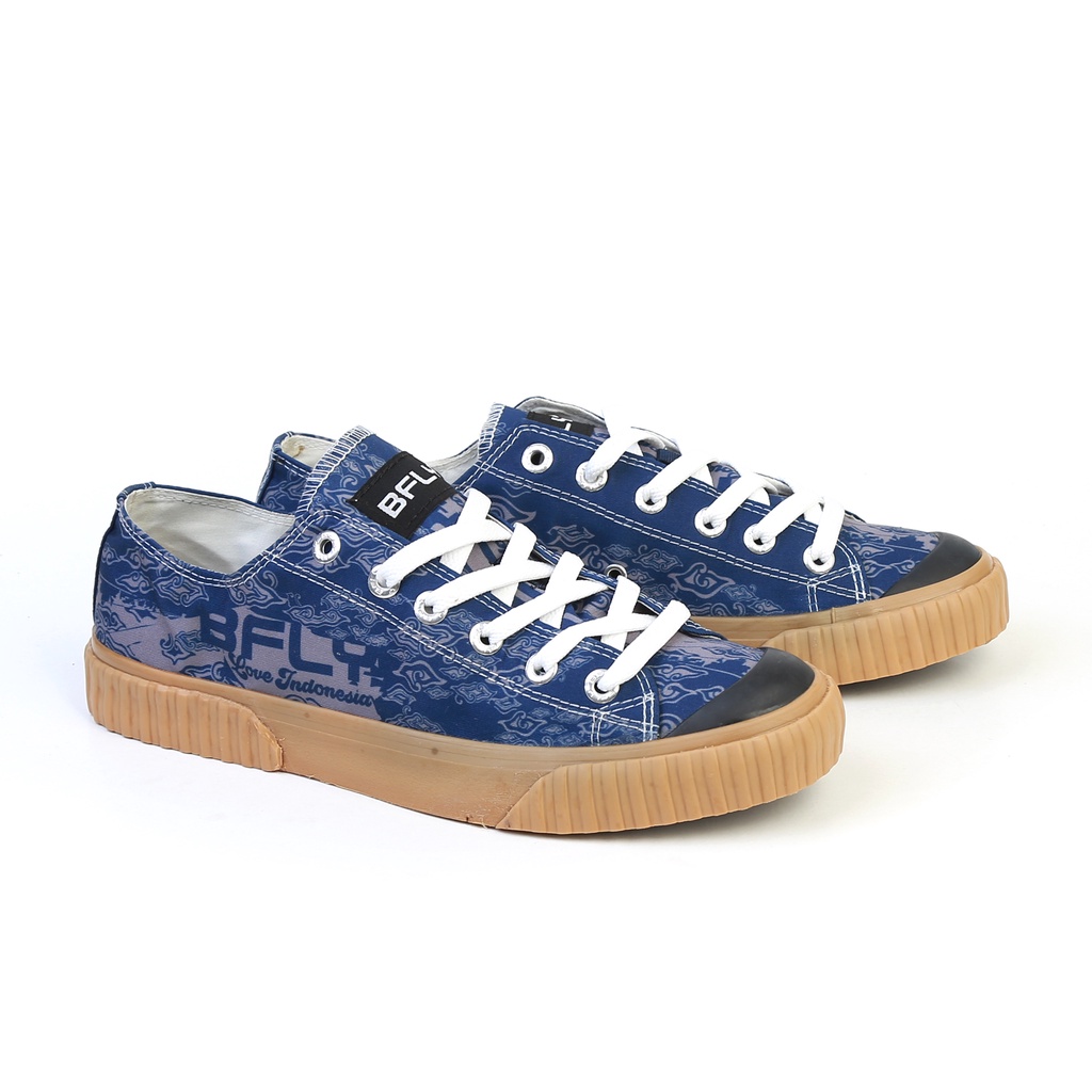 Jual BFLY Sepatu Sneakers Low BATIKU BLUE/GUM Casual Street Style ...