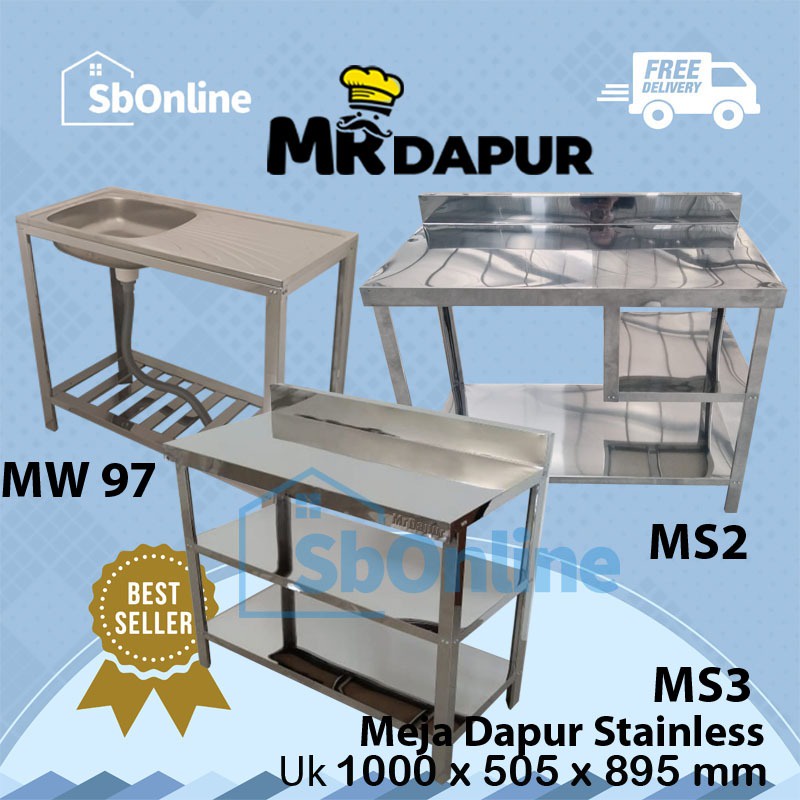Jual MR DAPUR Paket Meja Kompor Stainless Steel MW 97 MS 2 MS3 | Shopee ...