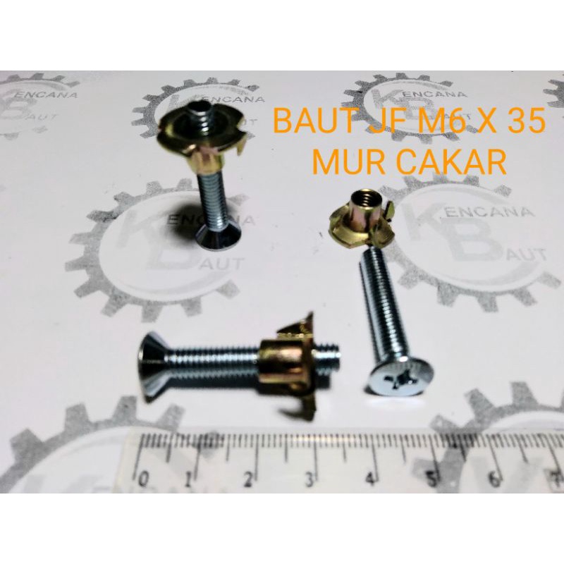 Jual BAUT JF M6 X 35 MM GALVANIS DAN MUR CAKAR / BAUT SPEAKER KUNCI OBENG PLUS | Shopee Indonesia