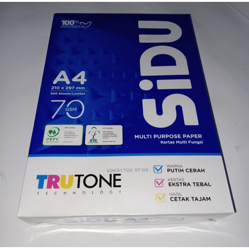Jual Kertas HVS Sidu A4 70 Gsm | Kertas Print Fotocopy | Kertas ...