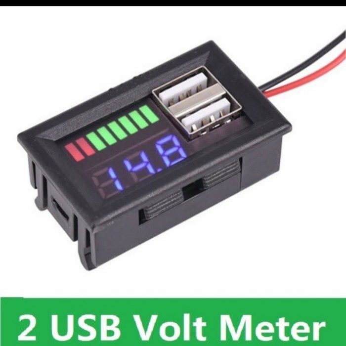 Jual Display Volt Meter Indikator Level Battery Accu With 2 Usb Charger ...
