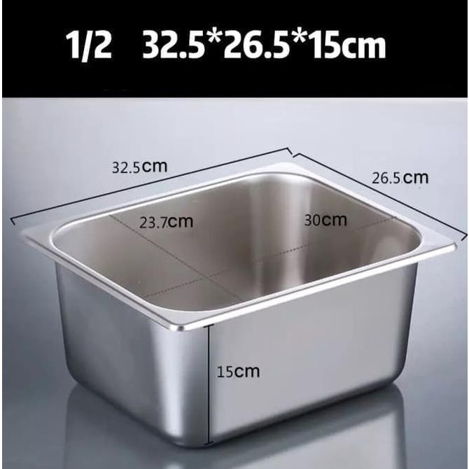 Jual Food pan prasmanan Stainless ukuran 1/2 tinggi 15CM / Wadah ...