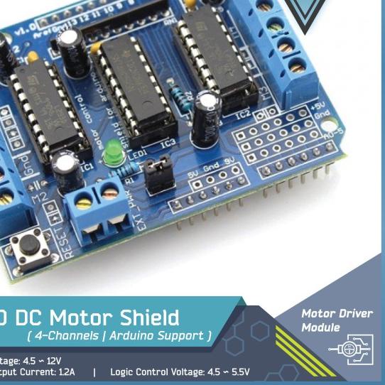 Jual L293D 4-Channel H-Bridge DC Motor Driver Arduino Shield | Shopee ...
